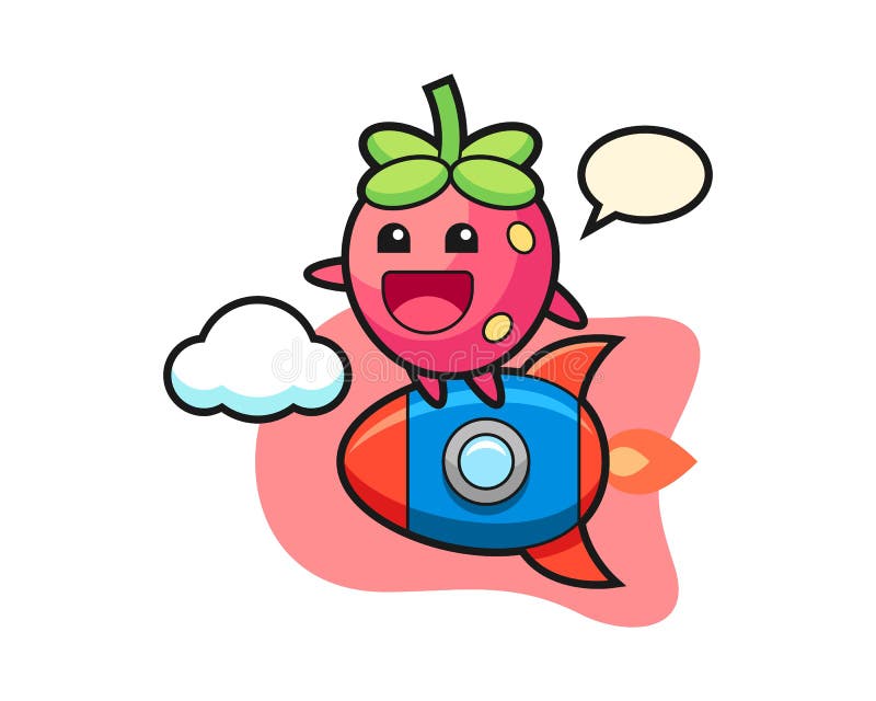 Strawberry Cartoon Riding a Rocket Stock Vector - Illustration of diet ...