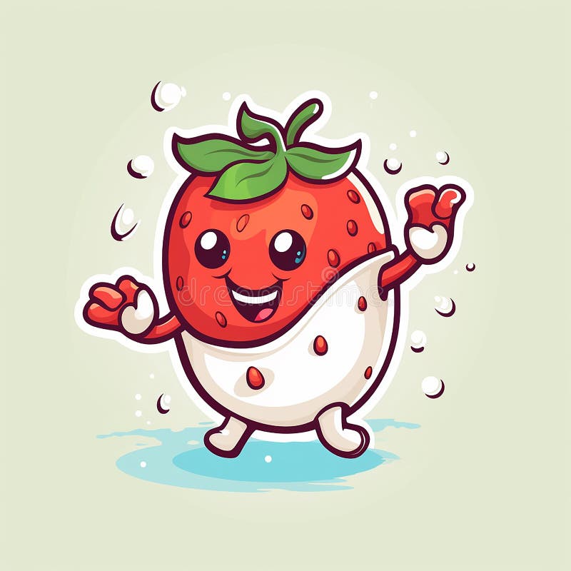 Strawberry Cartoon with a Splash of Milk about it. Stock Illustration ...