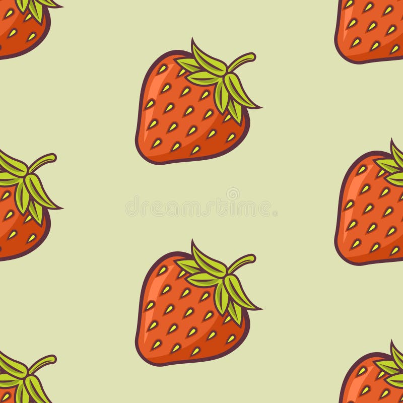 Strawberry Cartoon Vector Colored Seamless Pattern Stock Vector ...