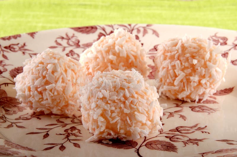 Strawberry Champagne Truffle with Coconut Flakes Stock Image - Image of ...