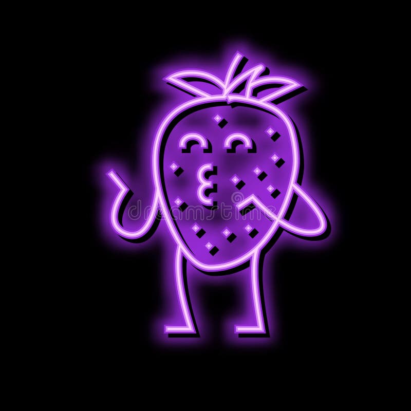 Strawberry Character Neon Glow Icon Illustration Stock Vector ...