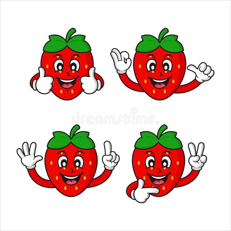 Strawberry Character Vector Design Collection Stock Vector ...