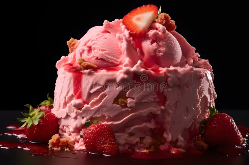 Strawberry Cheesecake Gelato Stock Illustration - Illustration of berry ...