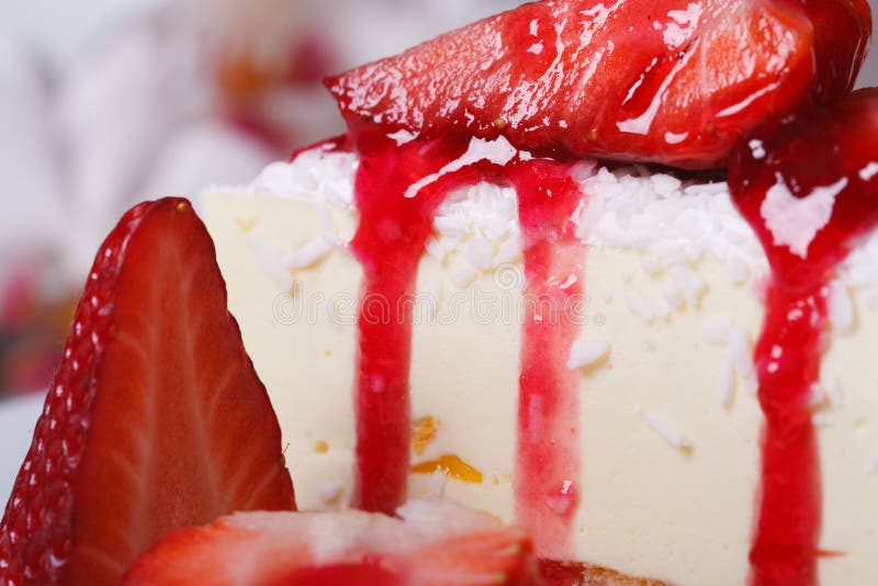 Strawberry Cheesecake Macro. Horizontal Stock Image - Image of ...