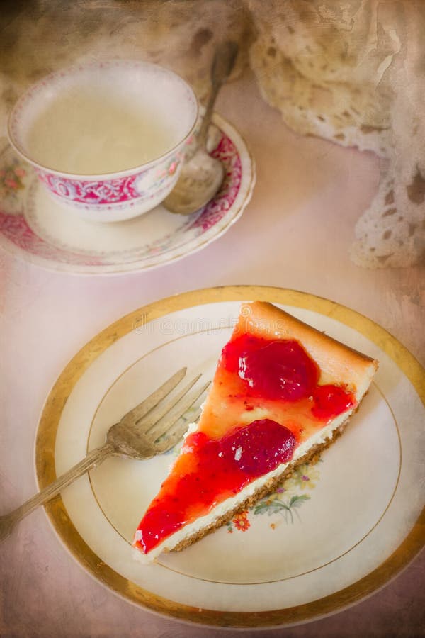 Strawberry cheesecake stock image. Image of portion, silverware - 34146685