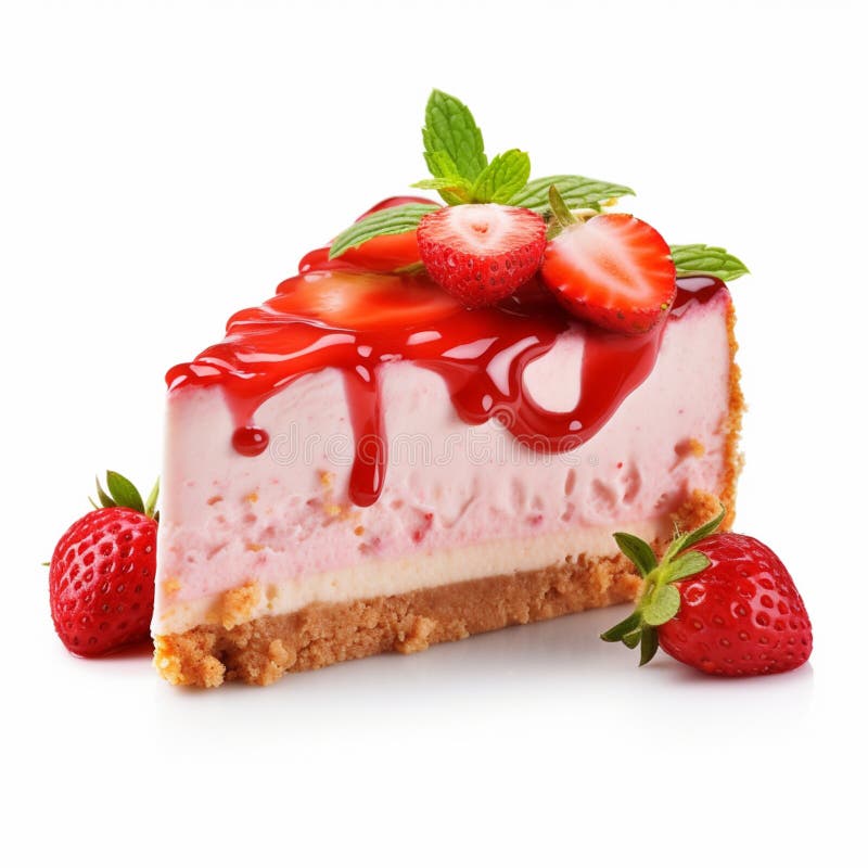 Strawberry Cheesecake Slice Isolated on a White Background Created with ...