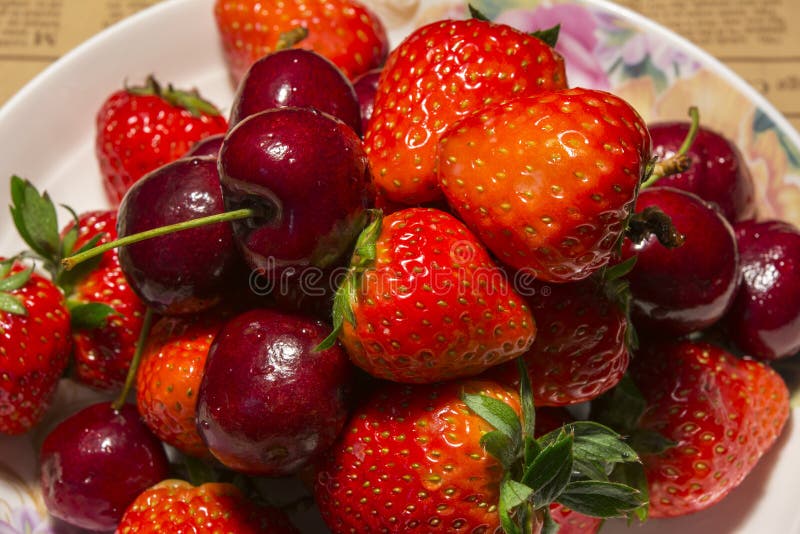 Strawberry and cherry stock photo. Image of strawberry - 51655216