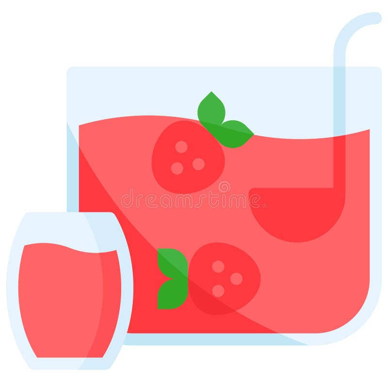 Strawberry Cocktail Icon, Beverage Flat Vector Illustration Stock ...