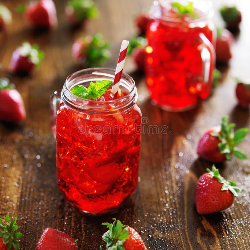 Strawberry cocktail in jar stock image. Image of cocktail - 42184247