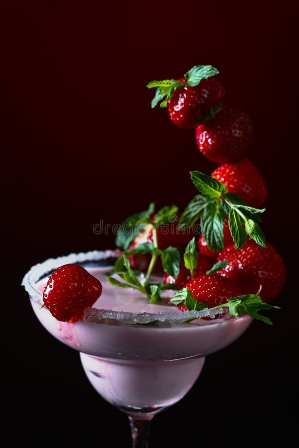 Strawberry Cocktail with Peppermint Leaves Stock Photo - Image of ...