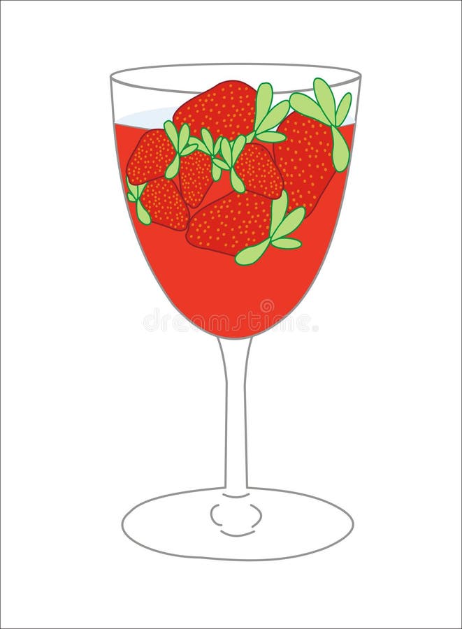 Strawberry cocktail stock illustration. Illustration of lemon - 54625603