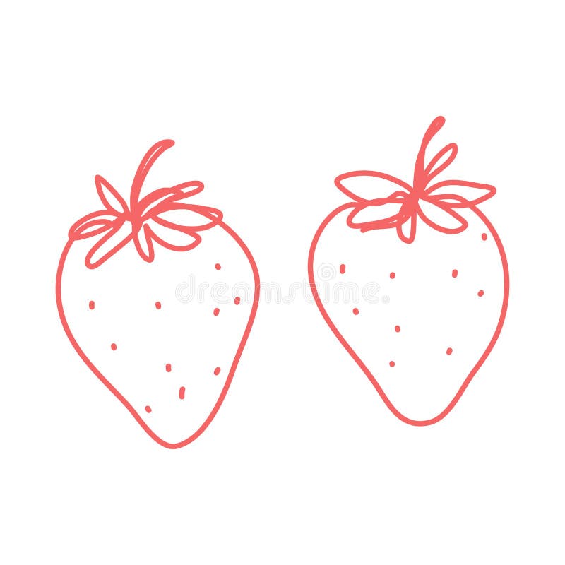 Strawberry in Continuous Line Art Style with Editable Stroke. Outline ...