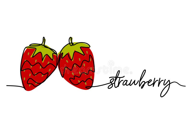 Strawberry Continuous One Line Drawing, Fruit Vector Illustration Stock ...