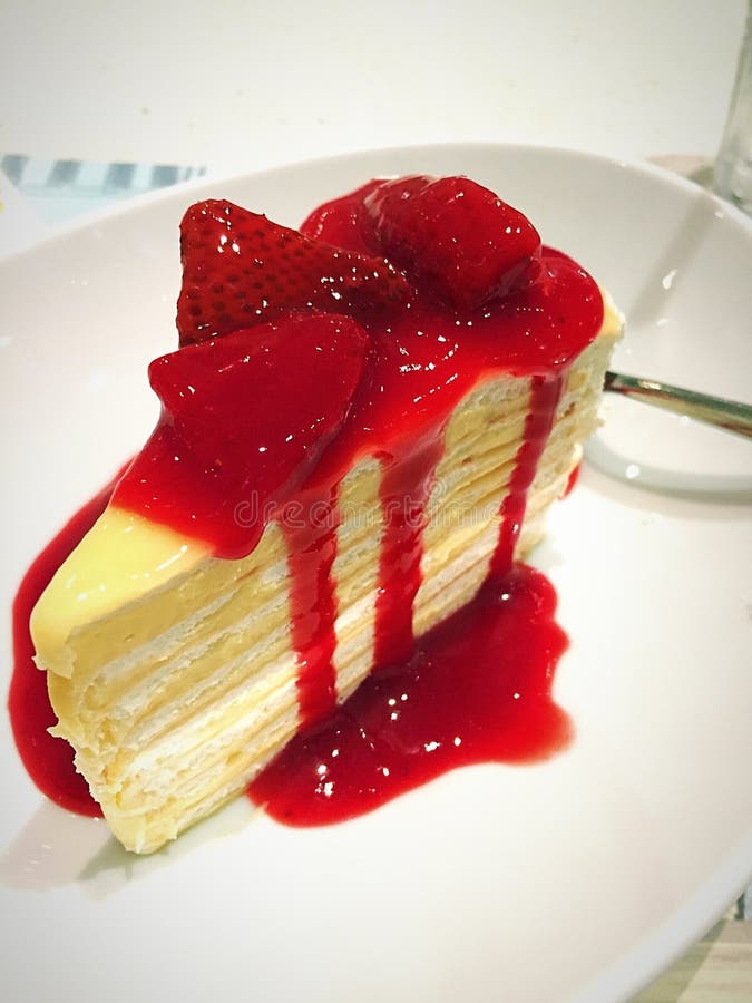 Strawberry crape cake stock image. Image of bakery, sweet - 60817945