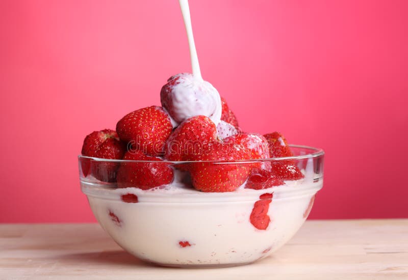 Strawberry and cream stock photo. Image of drop, fruit - 15011250