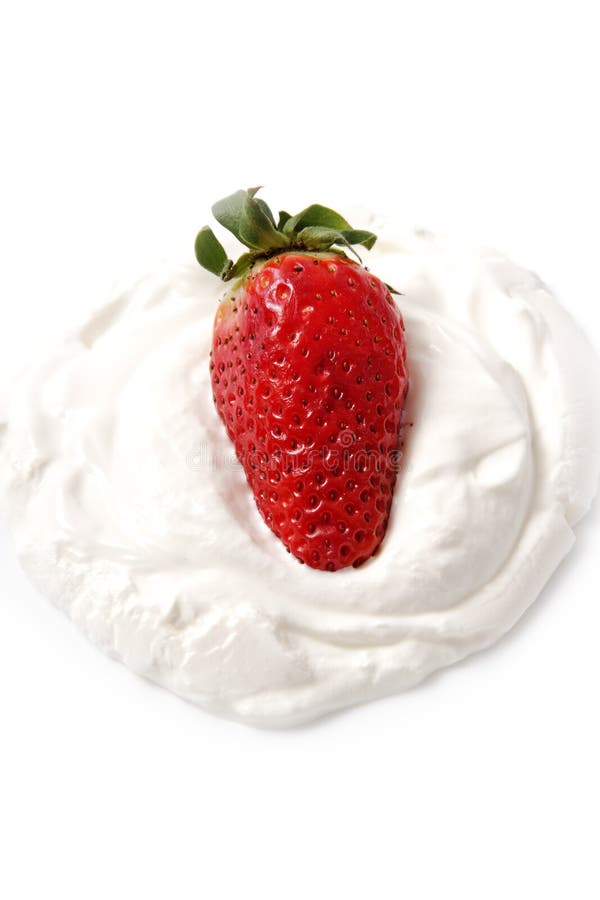 Strawberry in cream. stock image. Image of isolated, berry - 18496973