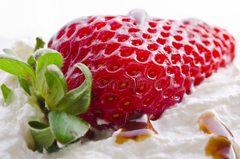 Strawberry with cream stock photo. Image of fruit, green - 24516658