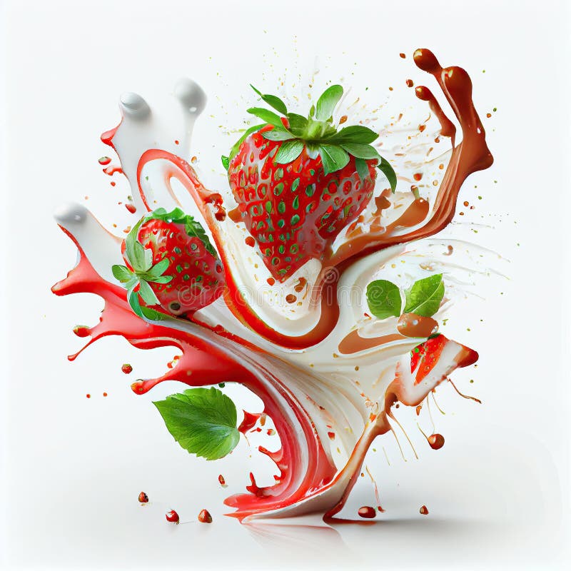 Strawberry with cream stock illustration. Illustration of sweet - 270964723