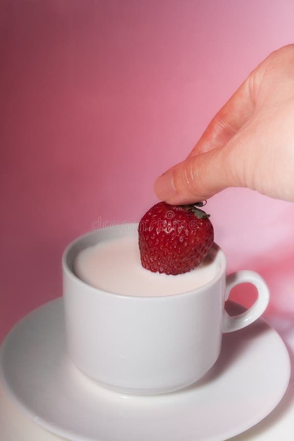 Strawberry in cream stock photo. Image of drink, organic - 8600938