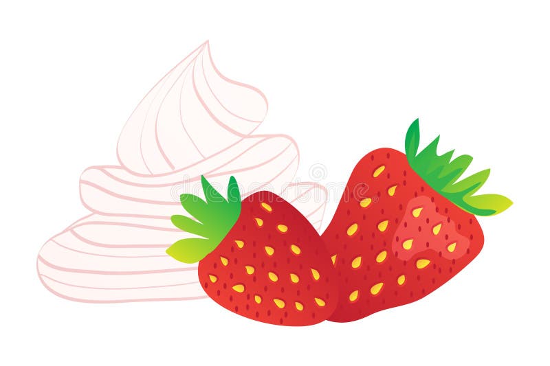 Strawberry with Cream Isolated Vector Illustration Stock Vector ...