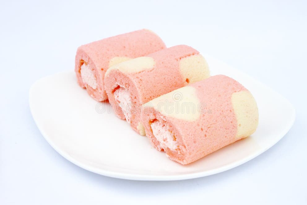 Strawberry Cream Roll stock image. Image of cream, break - 34669393