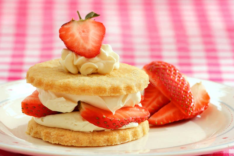 Strawberry and Cream Shortbread Stock Photo - Image of horizontal ...