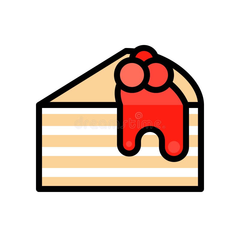 Strawberry Crepe Cake Vector Illustration, Filled Style Icon Stock ...