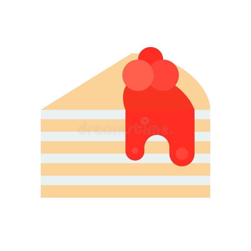 Strawberry Crepe Cake Vector Illustration, Flat Style Icon Stock Vector ...