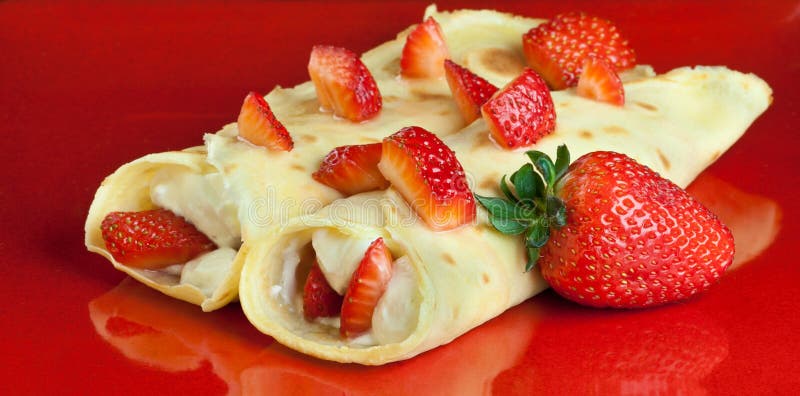 Strawberry Crepes with Whipped Cream Stock Image - Image of background ... Strawberry Crepes with Whipped Cream Stock Image - Image of background ...