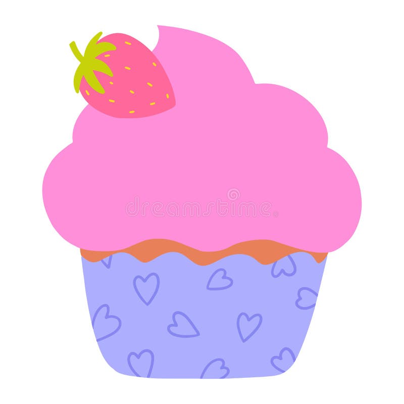 Strawberry Cupcake, a Sweet Dessert, Vector Illustration Stock Vector ...