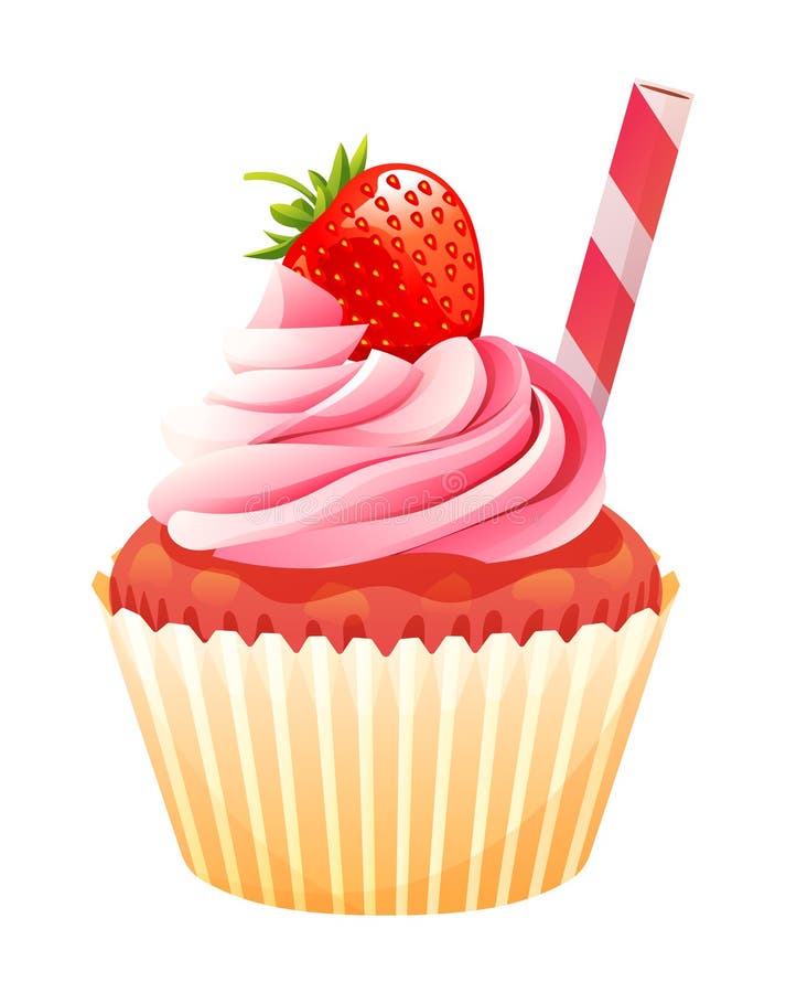Strawberry cupcake vector stock vector. Illustration of chocolate ...
