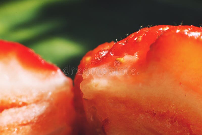 Strawberry Cut in Half. Strawberry Core. Stock Image - Image of berries ...