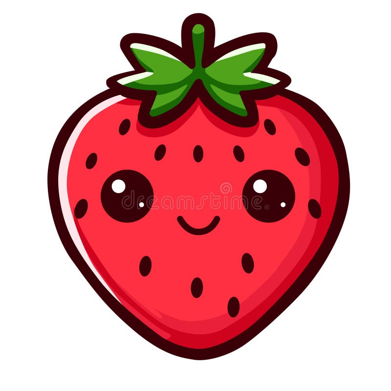Strawberry cute icon stock vector. Illustration of food - 377216412