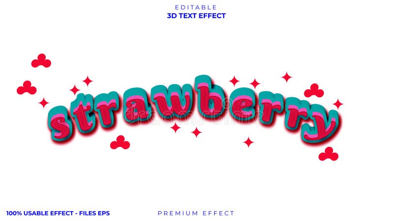 Strawberry 3d Editable Text Effect Style Banner Template Stock Vector ...