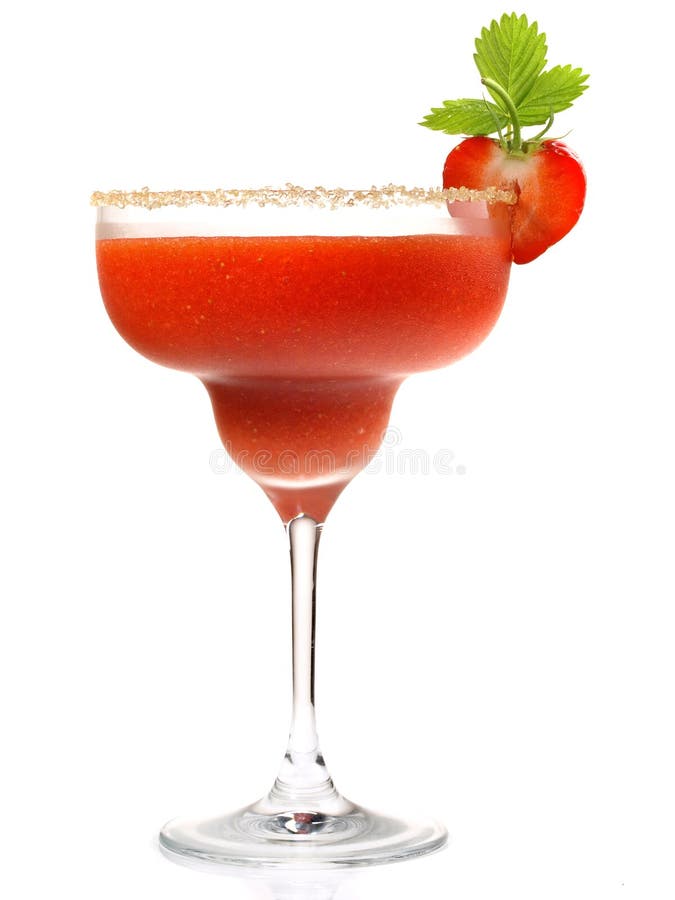 Strawberry Cocktail in a Hurricane Glass Isolated on White Background ...