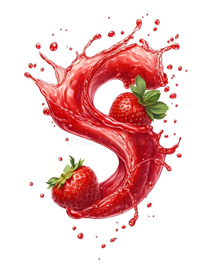 Strawberry Delicious Splash of Red Fruit Juice Stock Illustration ...