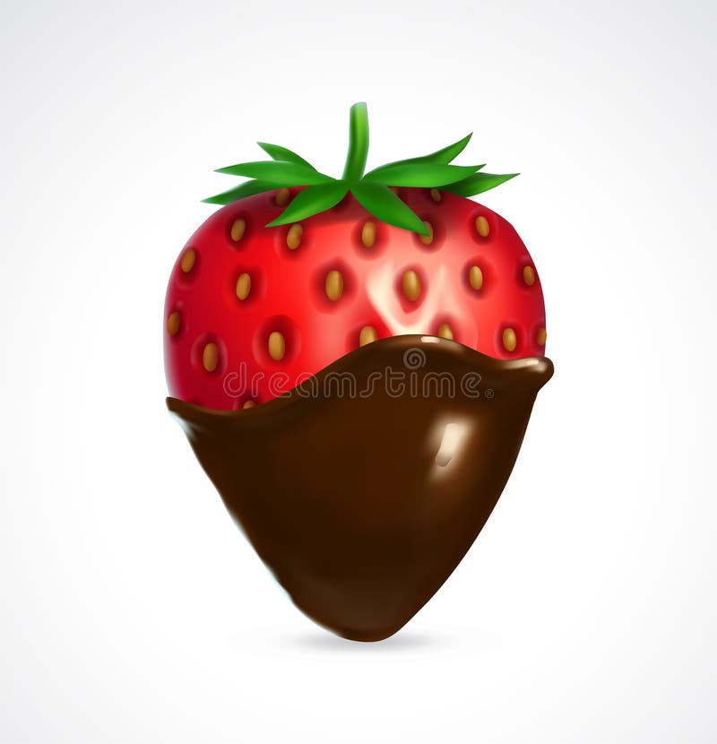 Chocolate Dipped Strawberry Stock Vector - Illustration of delicious ...