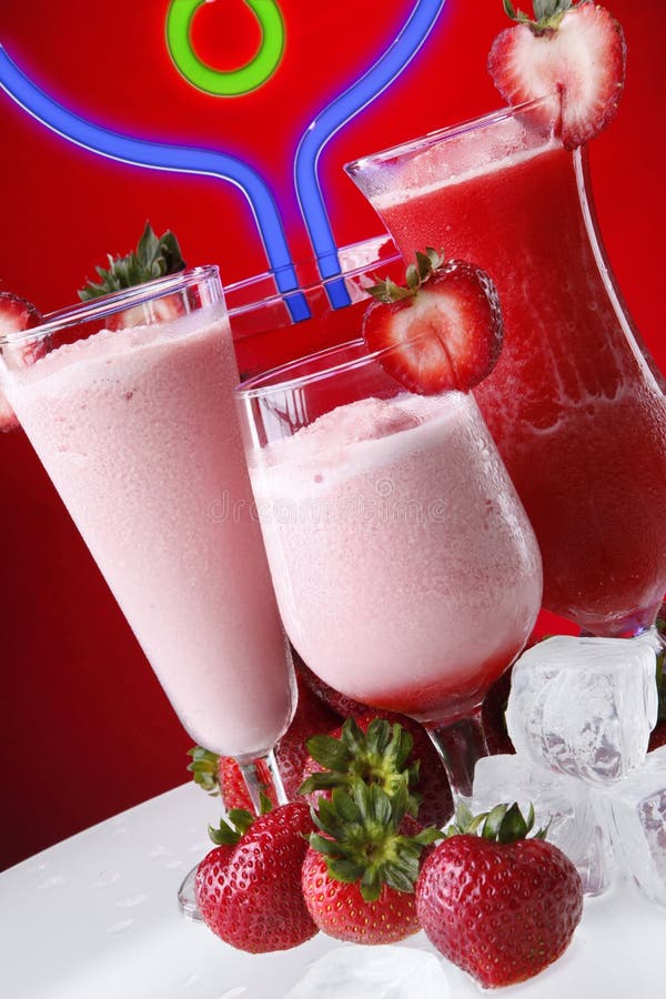 Strawberry drinks and neon stock image. Image of beverage - 10335275
