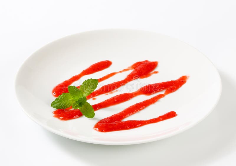 Strawberry drizzle sauce stock photo. Image of white - 56591690