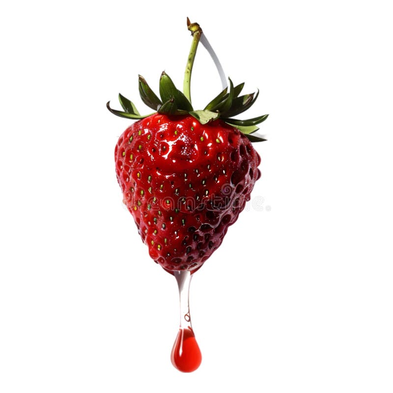 A Strawberry with a Drop of Red Liquid on it Generated by AI Stock ...