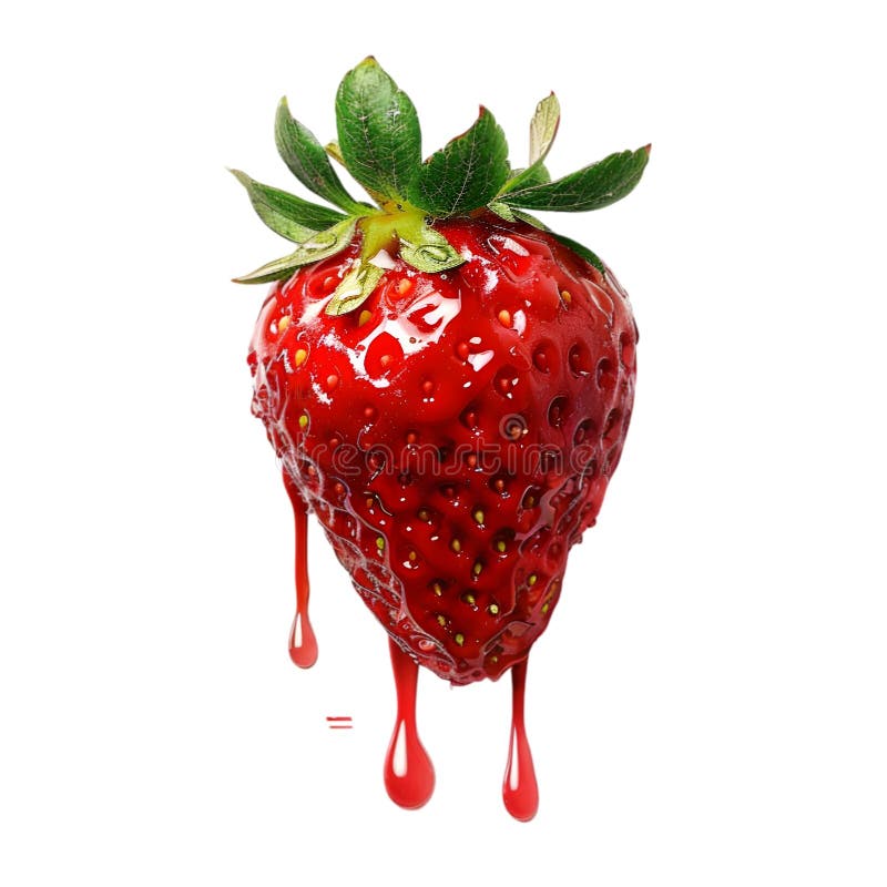 A Strawberry with a Drop of Red Liquid on it Generated by AI Stock ...