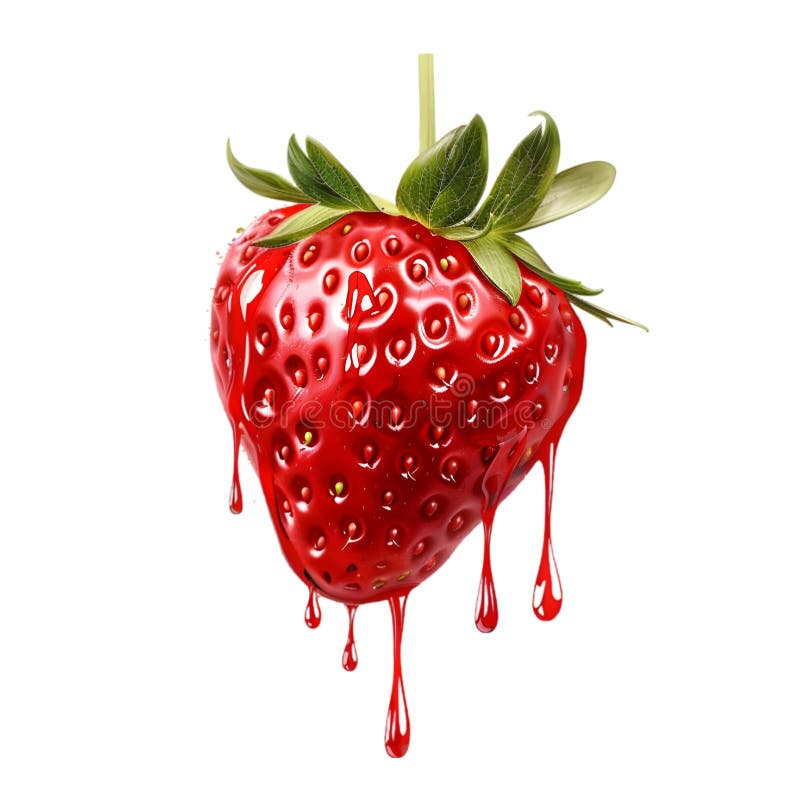 A Strawberry with a Drop of Red Liquid on it Generated by AI Stock ...