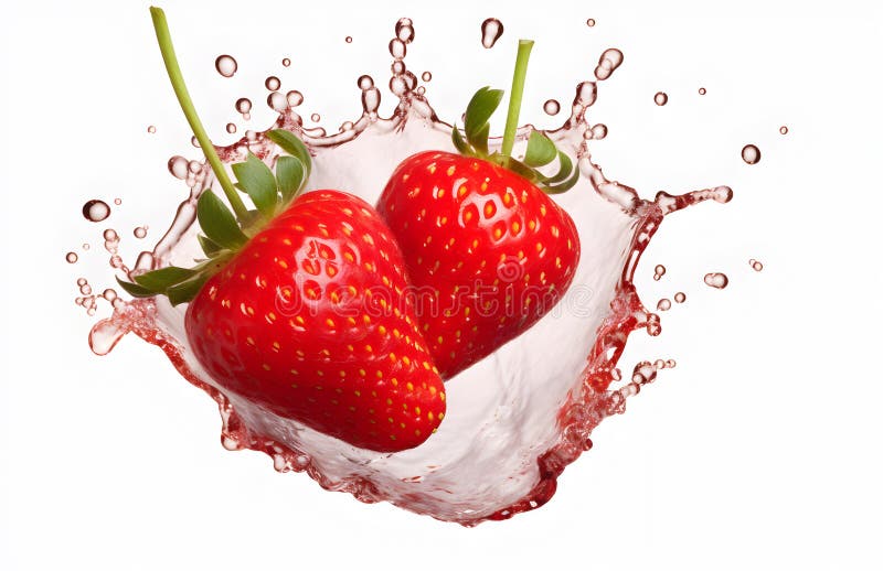 Strawberry Drops Water, Strawberry Falling, Splash Water, Stock ...
