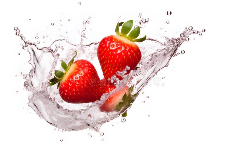 Strawberry Drops Water, Strawberry Falling, Splash Water, Stock ...