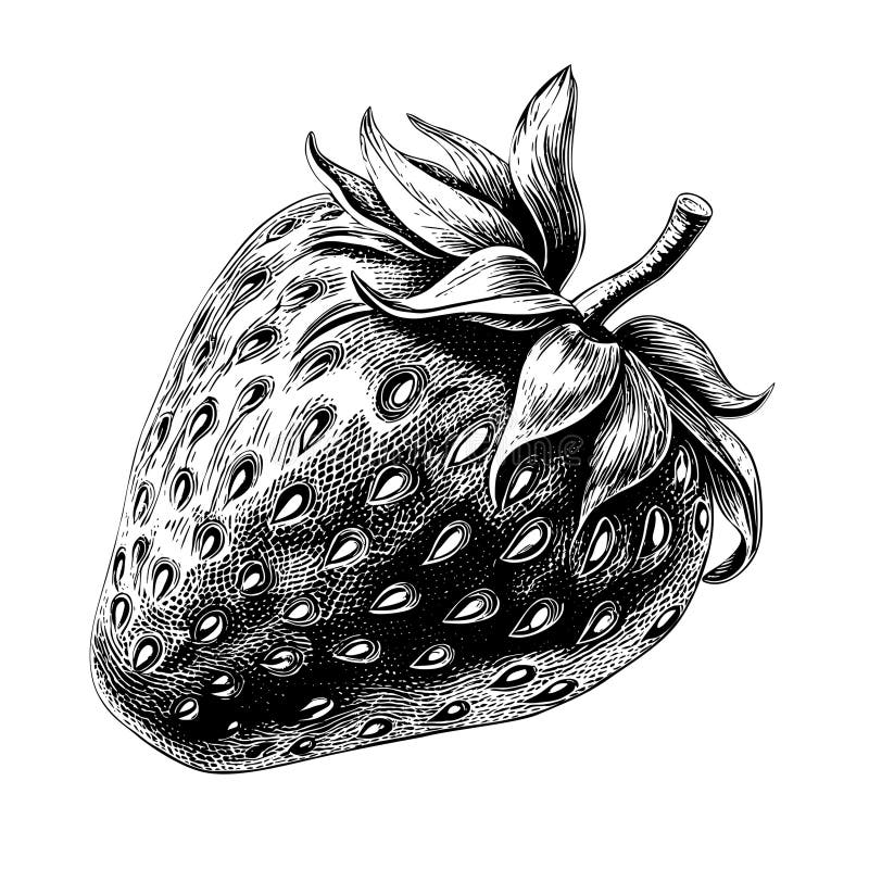Strawberry Engraving Hand Drawn Isolated Berry Stock Vector ...