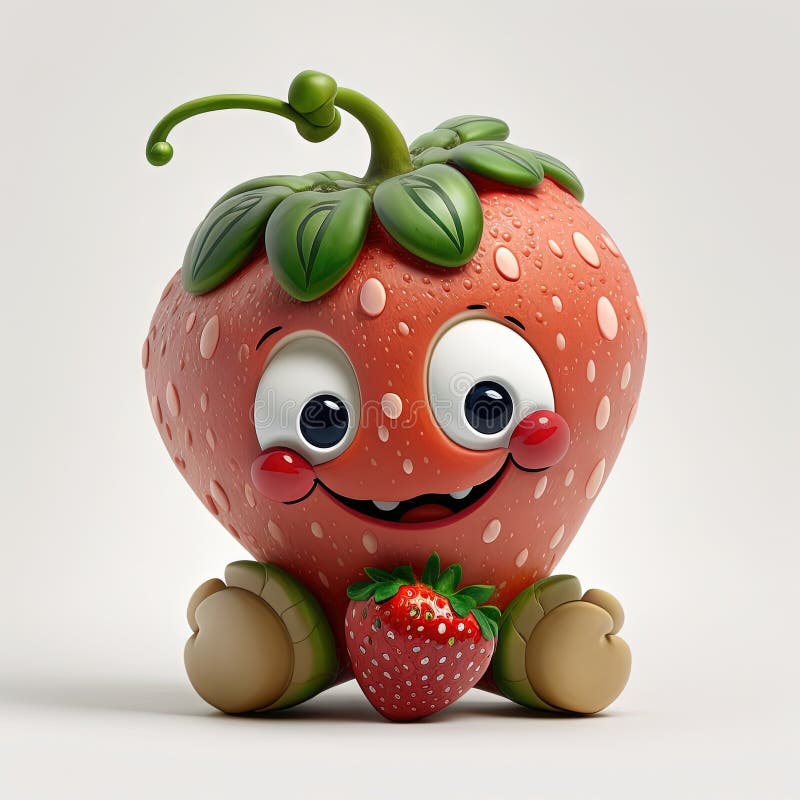 A Strawberry with Eyes and a Smile Sitting on the Ground Stock ...