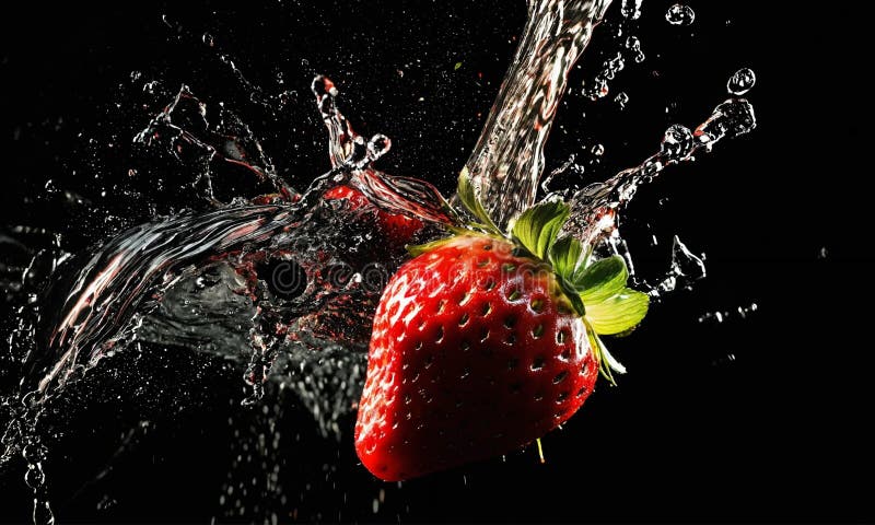 Strawberry Falling in Abstract Splash Design (3) Stock Illustration ...