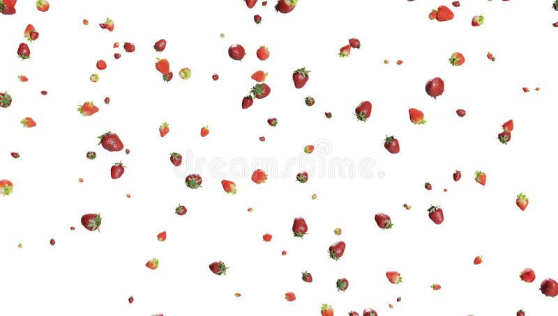 Strawberry Falling Rain, Isolated on Transparent Background. Stock ...
