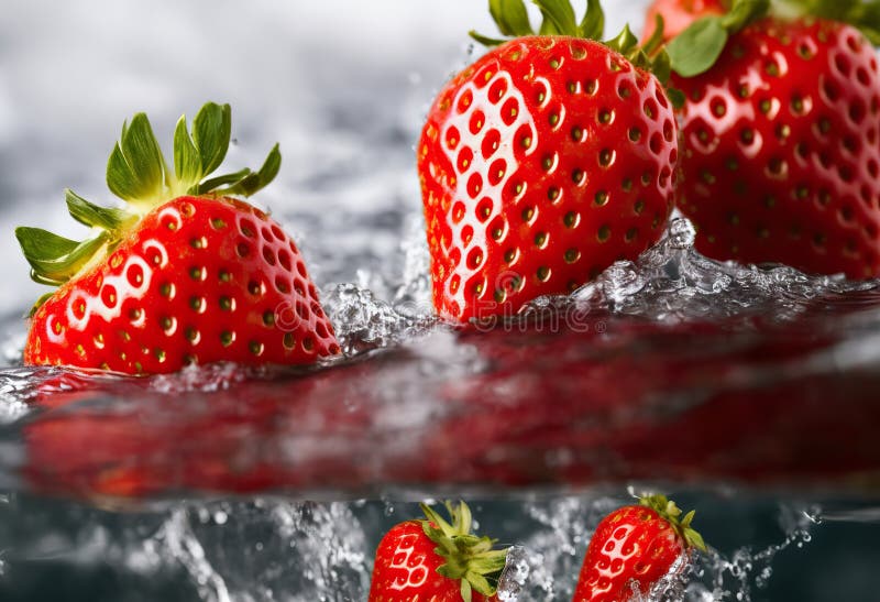 Strawberry Falling into Water Splash Stock Image - Image of vitamin ...