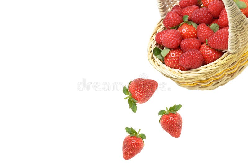 Strawberry Falls from the Basket Stock Photo - Image of vitamin, season ...
